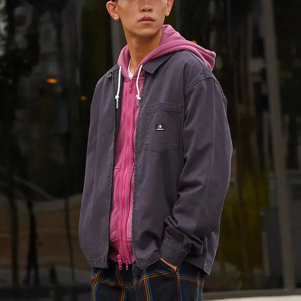 CONVERSE Chest Pocket Washed Jacket Couple Style