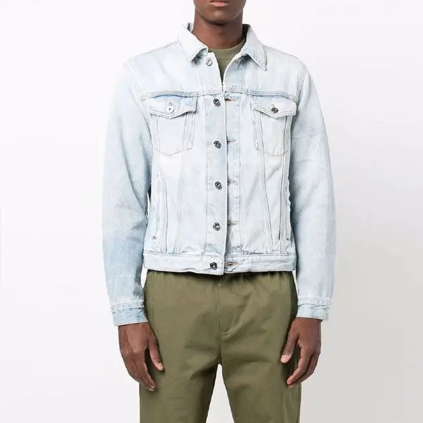 Off-White Fw21 Arrow Printing Denim Jacket - Blue