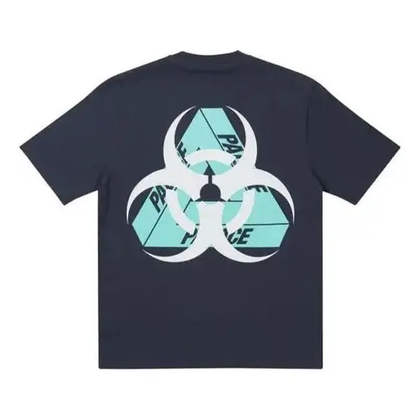 PALACE Biohazard Triangle Logo Short Sleeve Tee - Dark Blue