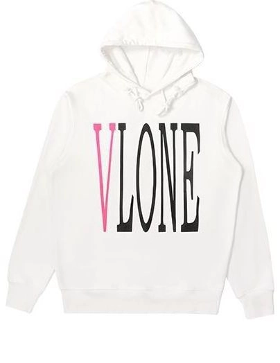 VLONE Staple Logo Hoodie - White/pink