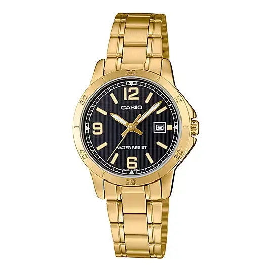 Casio Gold Tone Analog Quartz Watch - Black