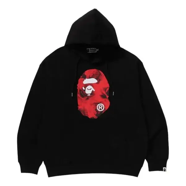 A BATHING APE Floral Camo Ape Head Relaxed Fit Pullover Hoodie - Black