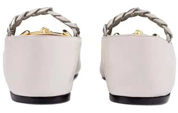 Gucci White Leather Flat Shoes - Default Color