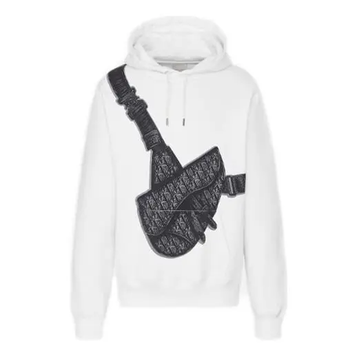 Dior Ss20 Saddle Bag Printed Hoodie - White