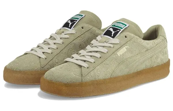 PUMA Suede Crepe Embroidered Sneakers - Green/brown