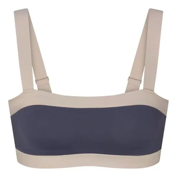 Nike X Skims Matte Shine Mix Straight-neck Bra - Deep Royal/stone