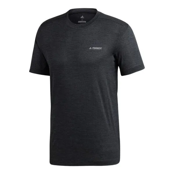 Adidas Sports Logo Solid Color Short Sleeve Carbon Black T-shirt - Multi-color