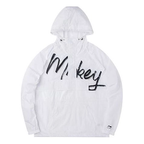 LI-NING X Disney Graphic Half Zip Hooded Jacket - White/black