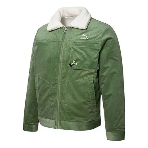 PUMA Cord Embroidered Logo Reversible Corduroy Jacket - Green