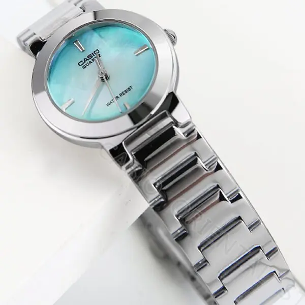 Casio Stainless Steel Quartz Watch With Gradient Green Dial
