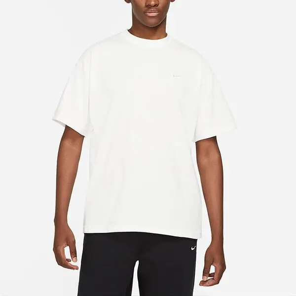 Nike Solo Swoosh T-shirt Printing Logo Solid Color Round Neck Short Sleeve - White