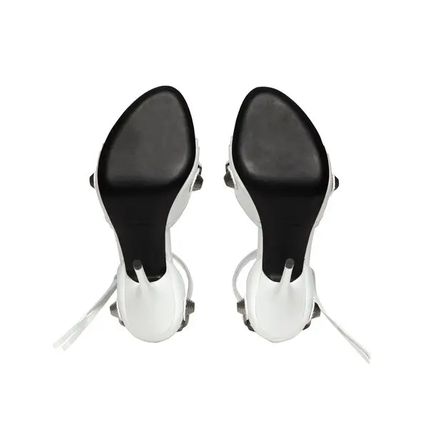 Balenciaga Cagole 110mm Strappy Sandals - White/silver