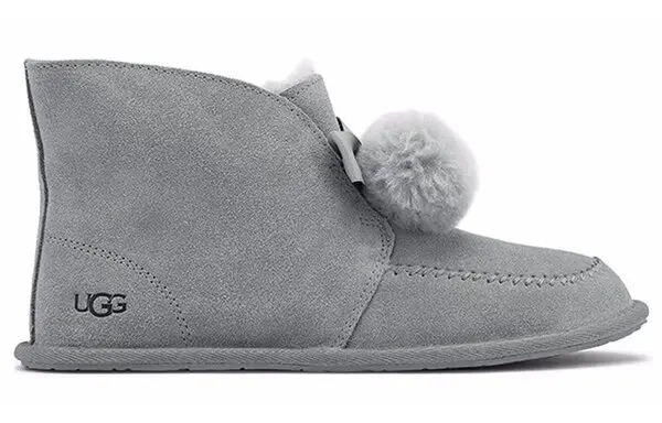 UGG Kallen Suede Booties With Pom-pom Detail - Grey