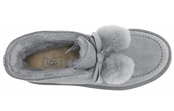UGG Kallen Suede Booties With Pom-pom Detail - Grey