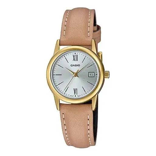 Casio Analog Watch With Leather Strap - Brown