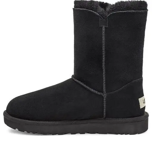 UGG Bailey Button Charm Metallic Alphabet Boot - Black