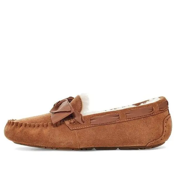 UGG Dakota Leather Bow Moccasins - Chestnut Brown