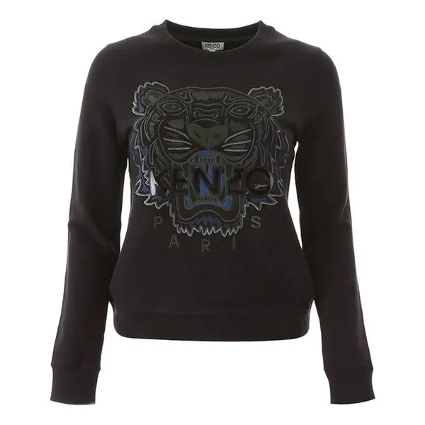 Kenzo Cotton Tiger Head Long Sleeve Pullover - Black