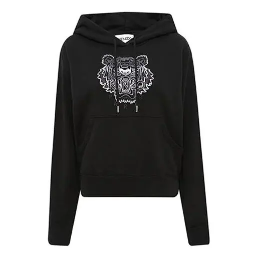 Kenzo Tiger Head Embroidered Hoodie - Black