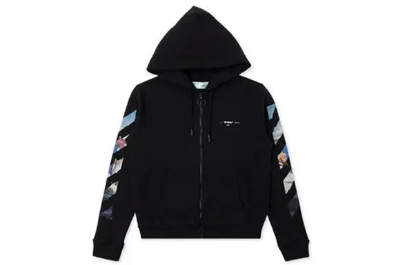 Off-White Painting Printing Arrow Pattern Zipper Classic Hoodie