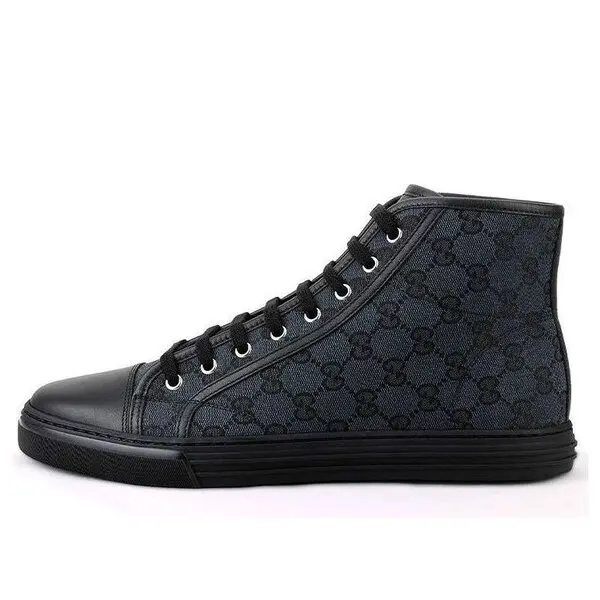 Gucci Monogram High Top Lace Up Sneakers