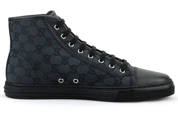 Gucci Monogram High Top Lace Up Sneakers