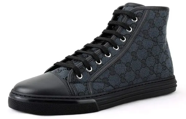 Gucci Monogram High Top Lace Up Sneakers