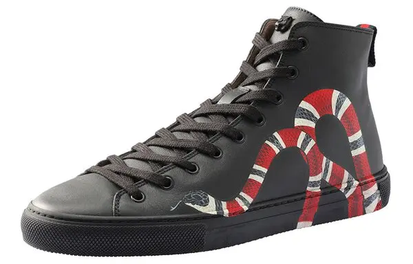Gucci Leather High Top Sneakers With Snake Motif