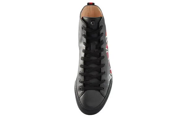 Gucci Leather High Top Sneakers With Snake Motif