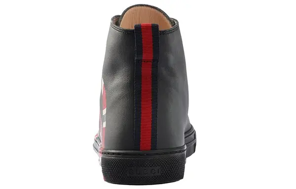 Gucci Leather High Top Sneakers With Snake Motif