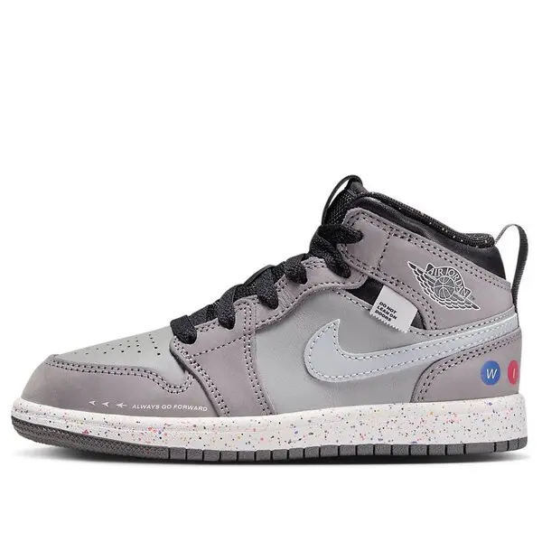 JORDAN 1 Mid Wings "nyc Subway - Gunsmoke/matte Silver/black