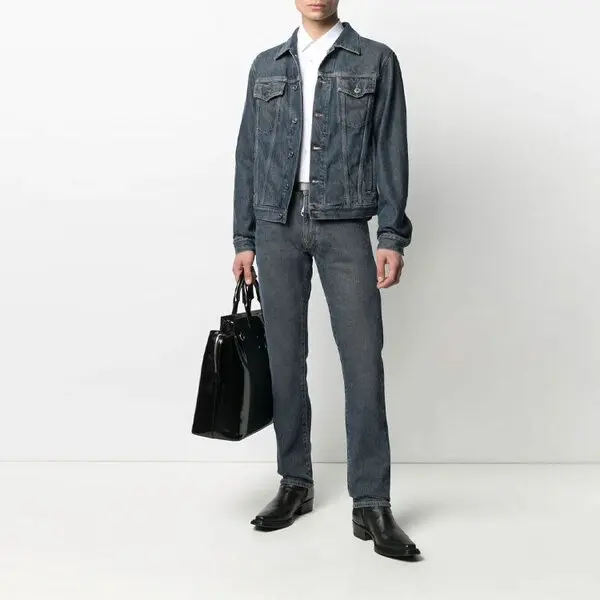 Off-White Logo Pattern Printing Denim Jacket