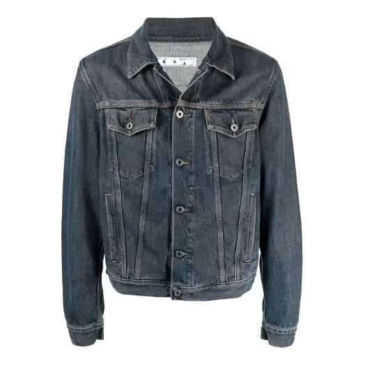 Off-White Logo Pattern Printing Denim Jacket - Blue