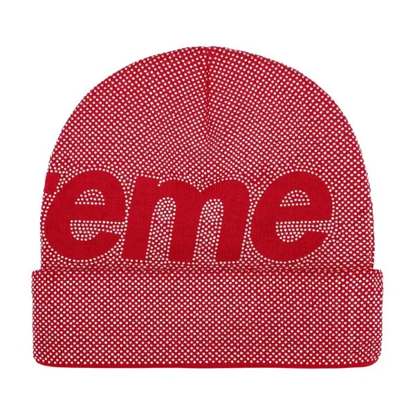 Supreme Studded Knockout Big Logo Beanie - Red