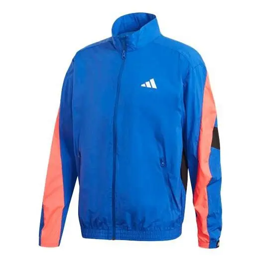 Adidas Woven Track Jacket With Contrast Paneling And Logo - Blue