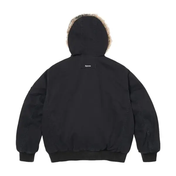 Supreme Reversible Faux Fur Hooded Work Jacket - Black