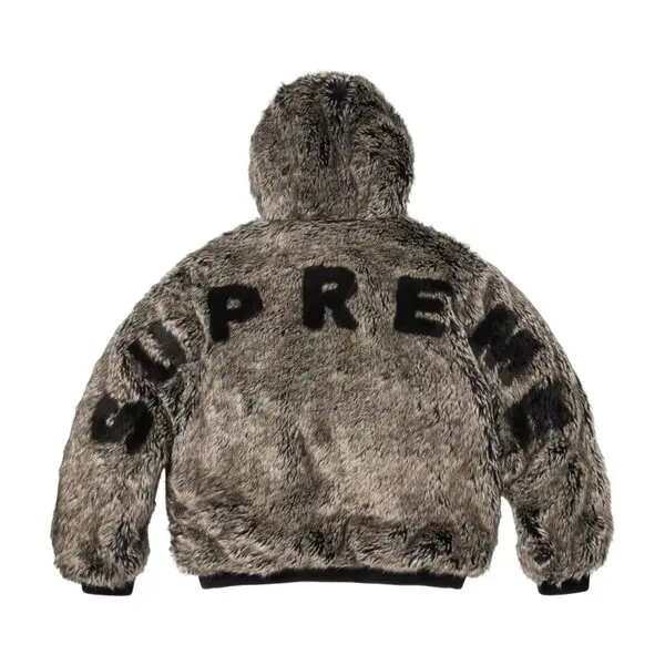 Supreme Reversible Faux Fur Hooded Work Jacket - Black
