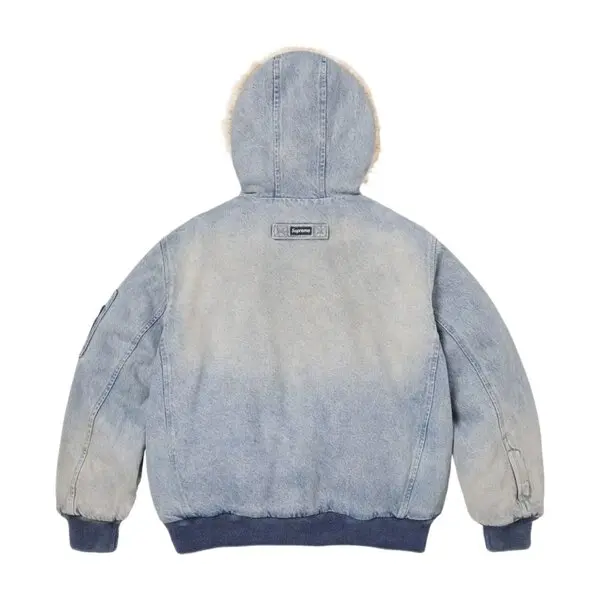 Supreme Reversible Faux Fur Hooded Work Jacket - Denim