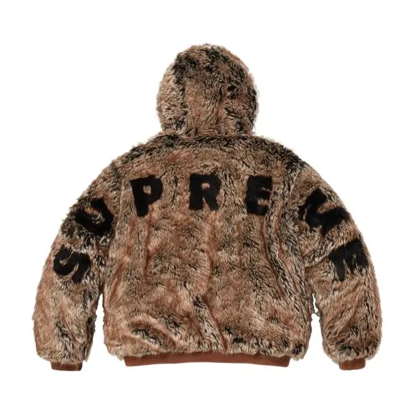 Supreme Reversible Faux Fur Hooded Work Jacket - Denim