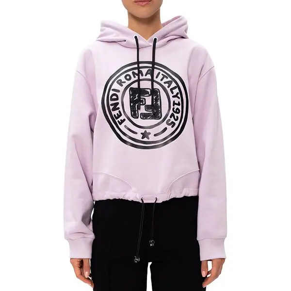 Fendi Printed Logo Hoodie - Pink
