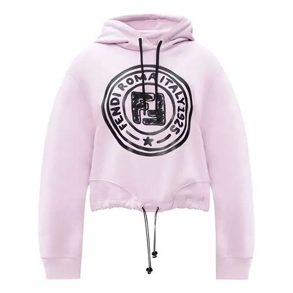 Fendi Printed Logo Hoodie - Pink