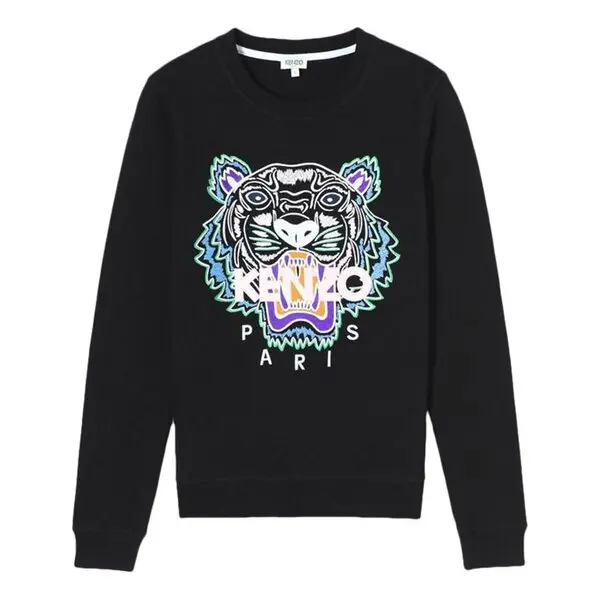 Kenzo Tiger Head Print Crewneck Sweatshirt - Black