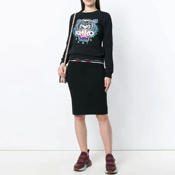 Kenzo Tiger Head Print Crewneck Sweatshirt - Black