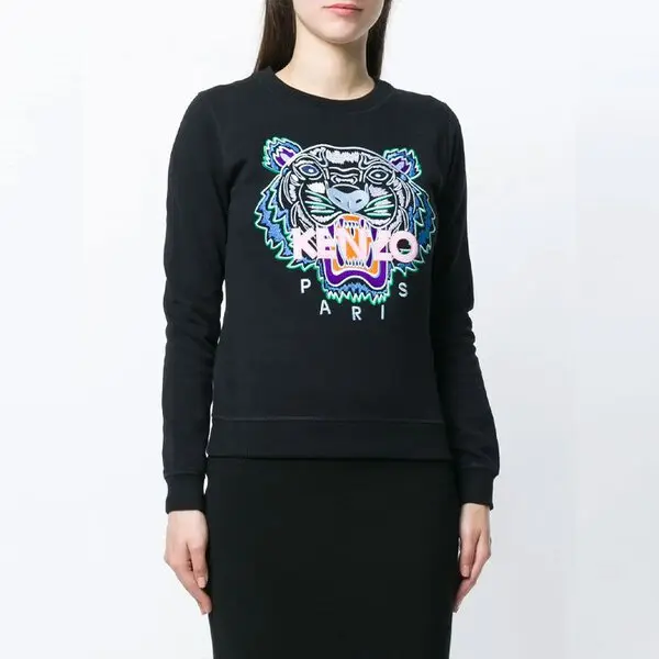 Kenzo Tiger Head Print Crewneck Sweatshirt - Black