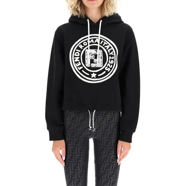 Fendi F Pattern Printing Hoodie - Black