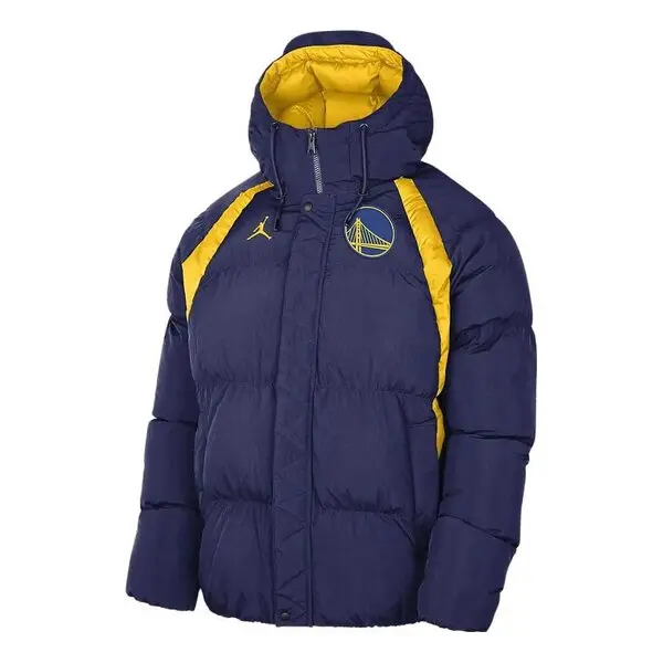 JORDAN Air Golden State Warriors Courtside Statement Puffer Jacket - Blue/yellow