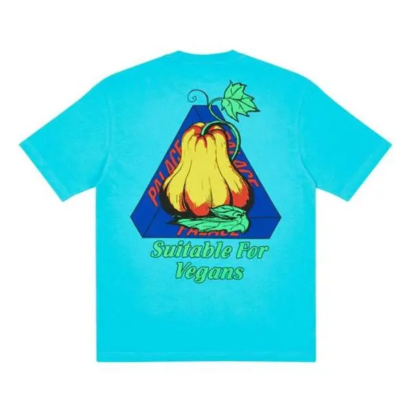 PALACE Nein Cheese Nein Egg T-shirt Back Printing Short Sleeve - Blue