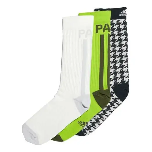 Adidas Originals X Ivy Park Crossover Contrasting Colors Logo Sports Mid Calf Socks 3 Pairs White / Gray / Green - Default Color