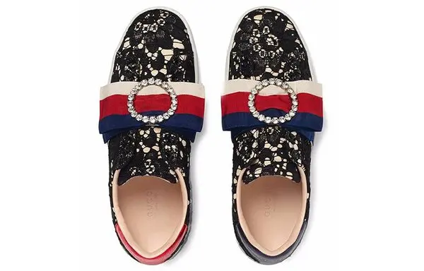 Gucci Ace Dark Flower Lace Sneakers - Black/red/blue