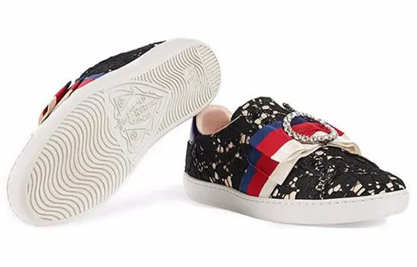 Gucci Ace Dark Flower Lace Sneakers - Black/red/blue